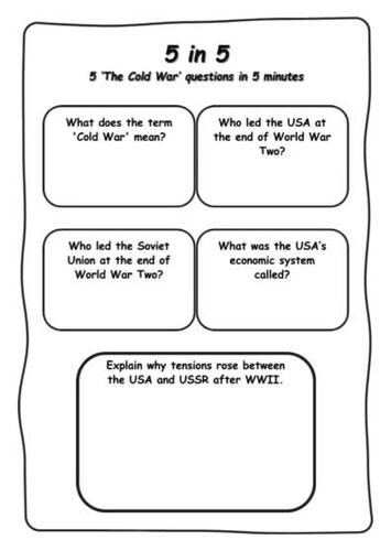 History The Cold War Starter Questions Worksheets PDF by Worksheet ...
