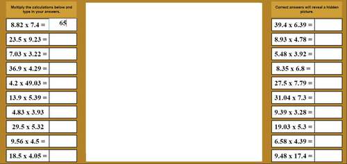 Digital Pixel Art NO PREP - Hamburger Decimal Multiplication Google Sheets