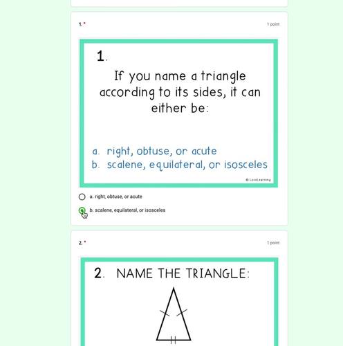 Classifying Triangles Task Cards with Google Forms™ by Love Learning