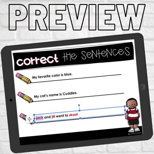 Correct the Sentences | Digital Slides by Class with Kayla | TPT