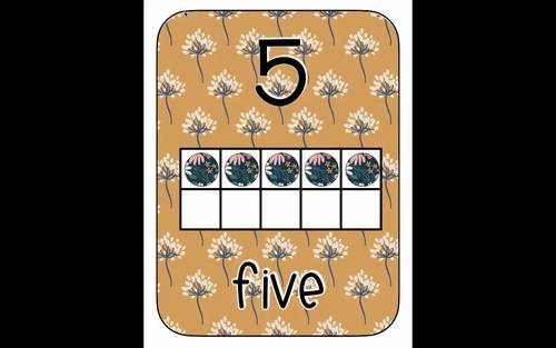 Math Number Posters - Ten Frames Hundred Chart - Classroom Decor Boho ...