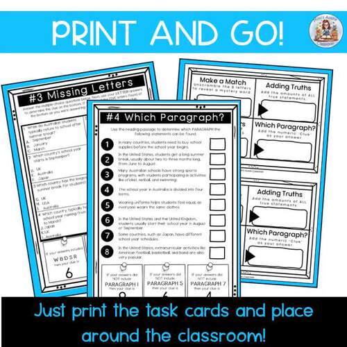 ESCAPE ROOM: Reading Comprehension, Australian Back to School Theme ...