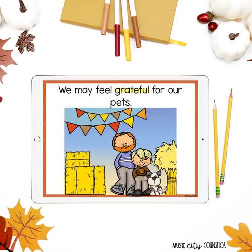 Thanksgiving Gratitude Lesson, SEL & Counseling, Digital Printable