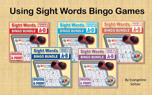Sight Words Bingo: Primer Set D Digital & Print with Vowel Hints