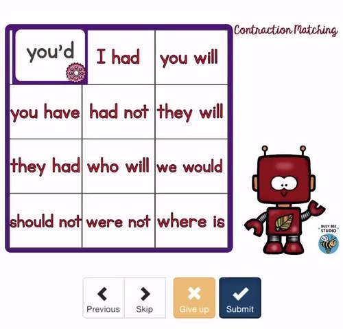 CONTRACTIONS WITH IS NOT GAME BOOM CARDS ESL GRAMMAR WARM UPS ...