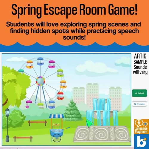 T and D Articulation Spring Escape Room BOOM CARDS Game for Speech Therapy