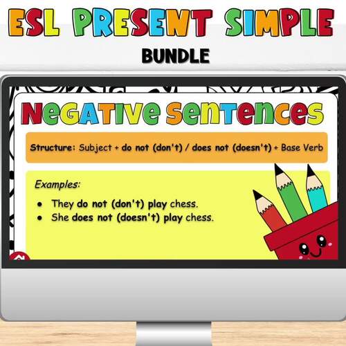 Present Simple Grammar Bundle: Digital ESL Lesson & Games for A1-A2