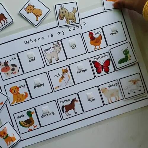 Who is My Baby, Toddler Activity, Busy Book Page, Animals with Babies ...