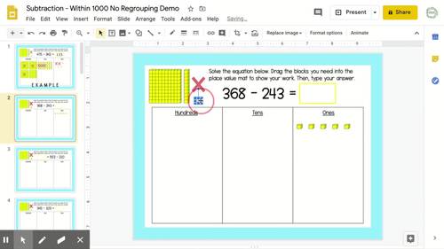 Subtract Within 1,000 Without Regrouping on Google Slides | Distance ...