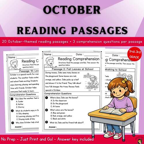 October Reading Comprehension Passages and Questions Grades 2-3 Fall ...