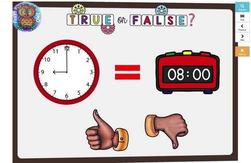 TELLING TIME TO THE HOUR & HALF HOUR BOOM CARDS 1ST 2ND GRADE MATH ...