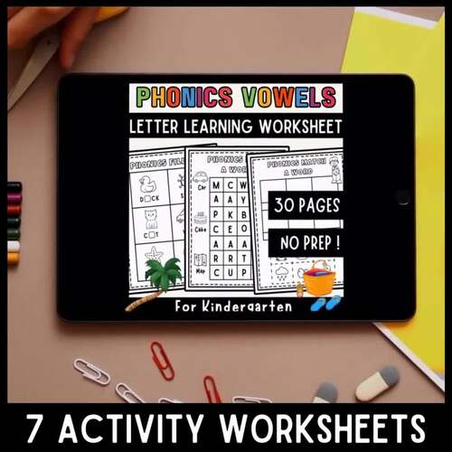 Summer Letter, Phonics & Short Vowels Learning NO PREP Kindergarten ...