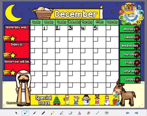 Morning Calendar For MIMIO Board - December (Holidays Around the World)