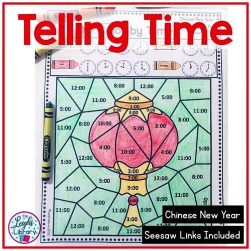 Chinese New Year Color by Code Telling Time Hour and Half Hour ...