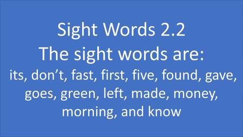 Reading---Sight Words 2.2 by Schultz's Tutoring and Playgroups | TPT