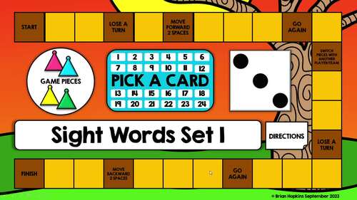 Sight Words Board Game Set 1 for use with PowerPoint™ - Fall Theme