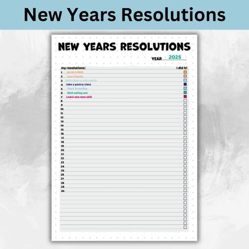 2025 New Years Resolutions - Yearly Goal Planner Page - Yearly Goals ...