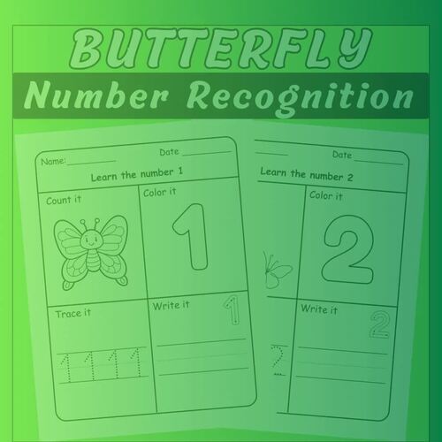 Butterfly Number Recognition Worksheets 1–10 Bundle, Spring Insect Math ...