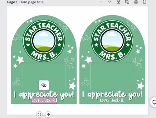 Editable Teacher Appreciation Gift Card Printable | Canva Template Star ...