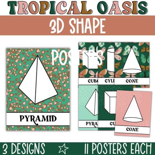 Boho Shape Posters / 3D Shape Posters Display / Geometry Math Posters