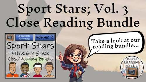 Sport Stars Volume 3 Close Reading Comprehension Bundle | 5th & 6th Grade