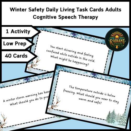 Winter Safety Daily Living Task Cards Adults Cognitive Speech Therapy