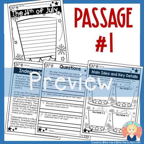4th of July Reading Comprehension {English and Spanish} Grades 1-2 by ...