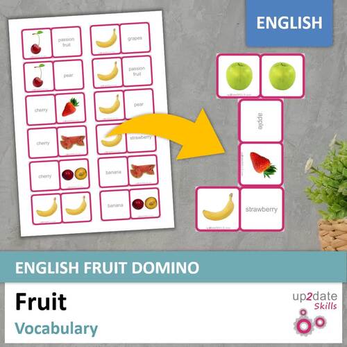 English FRUIT Dominoes [ESL Games 45 domino tiles] by up2dateskills