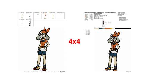 Pokemon May Anime Character Embroidery Designs for Fans - Instant Download