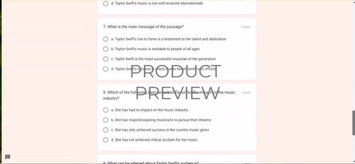 Leveled Reading Comprehension Passage & Questions | Taylor Swift | 9 10 11