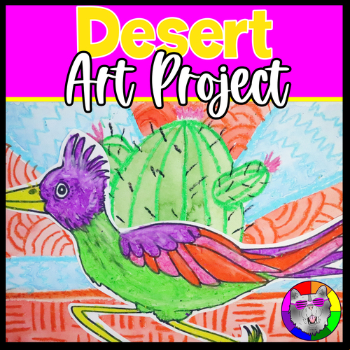 Desert Roadrunner Art Lesson, Line Art Project for Elementary Students