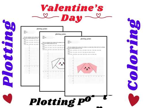 Valentine's Day Dog Coordinate Graphing Activity Pack plotting & coloring