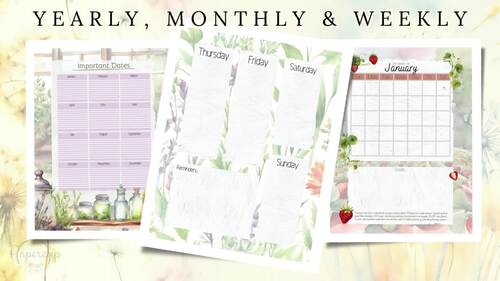 Student Day Planner Garden Theme Calendar Subject Tracker Notes ...