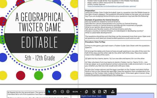 Editable Twister Game | Geography & Social Studies Review Activity ...