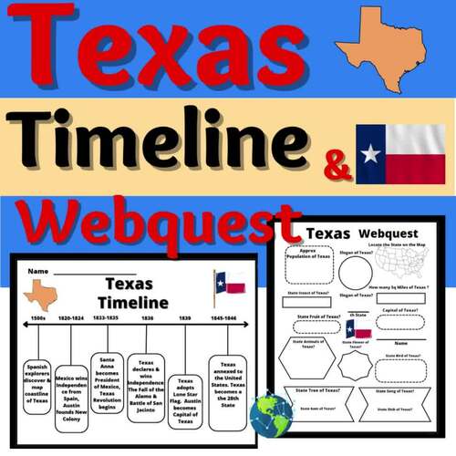 Texas State Timeline Webquest Activity History Heritage Resource