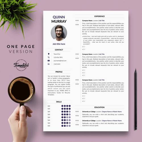 Modern Resume - Quinn Murray / Professional Resume for MS Word & iWork ...