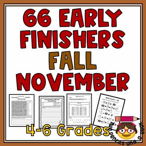 Early Finishers for Thanksgiving & Fall | Standard-Based, Reading ...