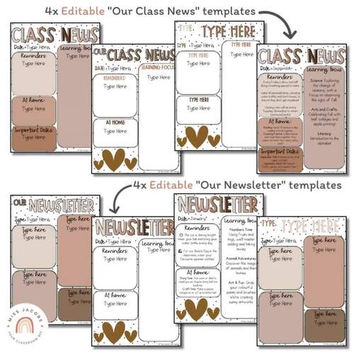 Classroom Newsletter Templates | Editable | Spotty Neutral Classroom Theme