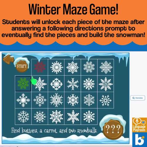 Following Directions Winter Maze BOOM CARDS Game Speech Therapy | TPT