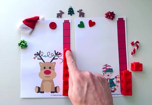 PreK & Kindergarten Christmas Measuring Math Center – Linking Cubes