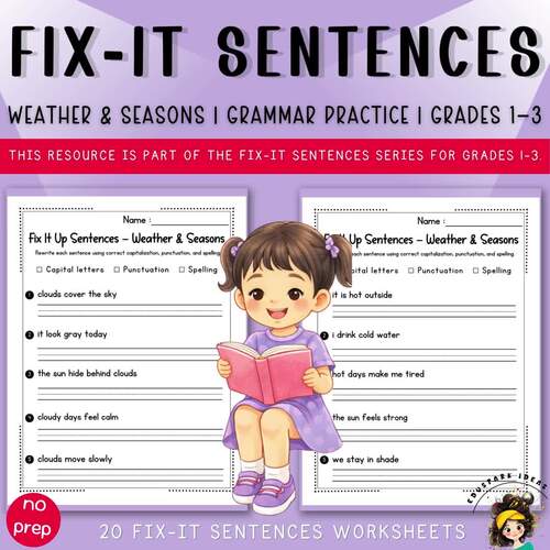 Fix It Up Sentences – Weather & Seasons | Daily Grammar Worksheets ...