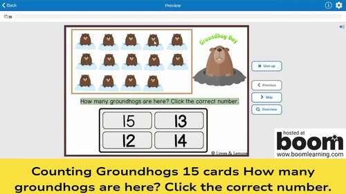 Groundhog Day Math Count Groundhog to 20 Digital Boom Cards | TPT
