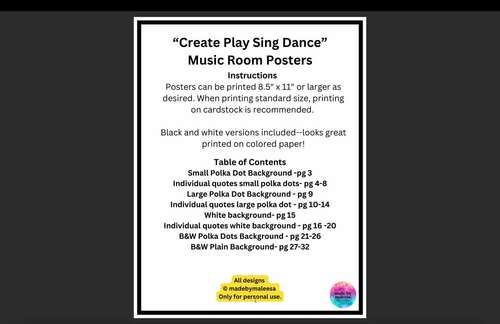 Music Class Decoration Music Quote Posters with Bright Rainbow Colors