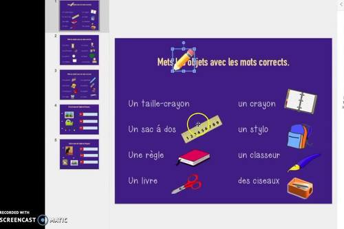 French Classroom Objects Powerpoint and Interactive Notebook Activities