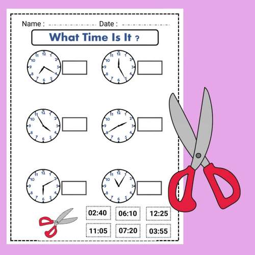Telling Time to 5 Minutes Cut and Paste - Telling Time Cut and Paste ...