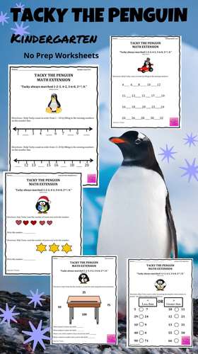 Tacky The Penguin Math Worksheets | Kindergarten by Innovative Teacher
