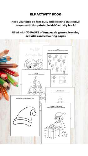 Elf Activity Book, Christmas Learning Activity Sheets, Festive Puzzle ...