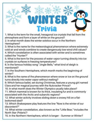 Winter Mega Game Bundle,Winter 5 Second Game,Winter Trivia,Bingo ...