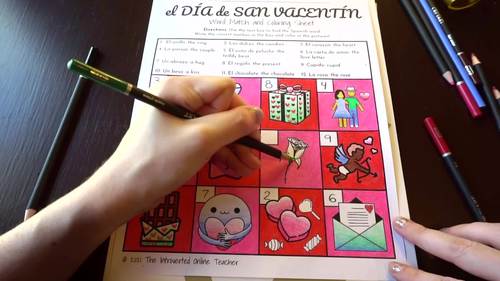 Spanish Valentine's Day/el Día De San Valentín Vocabulary Coloring ...