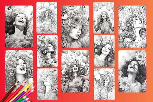 Young Women Celebrate Life Freedom Coloring Pages by Digital Study